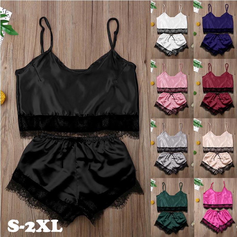 Buy Silk Pajamas Bow Nightdress Lingerie Women Sleepwear Satin at ...