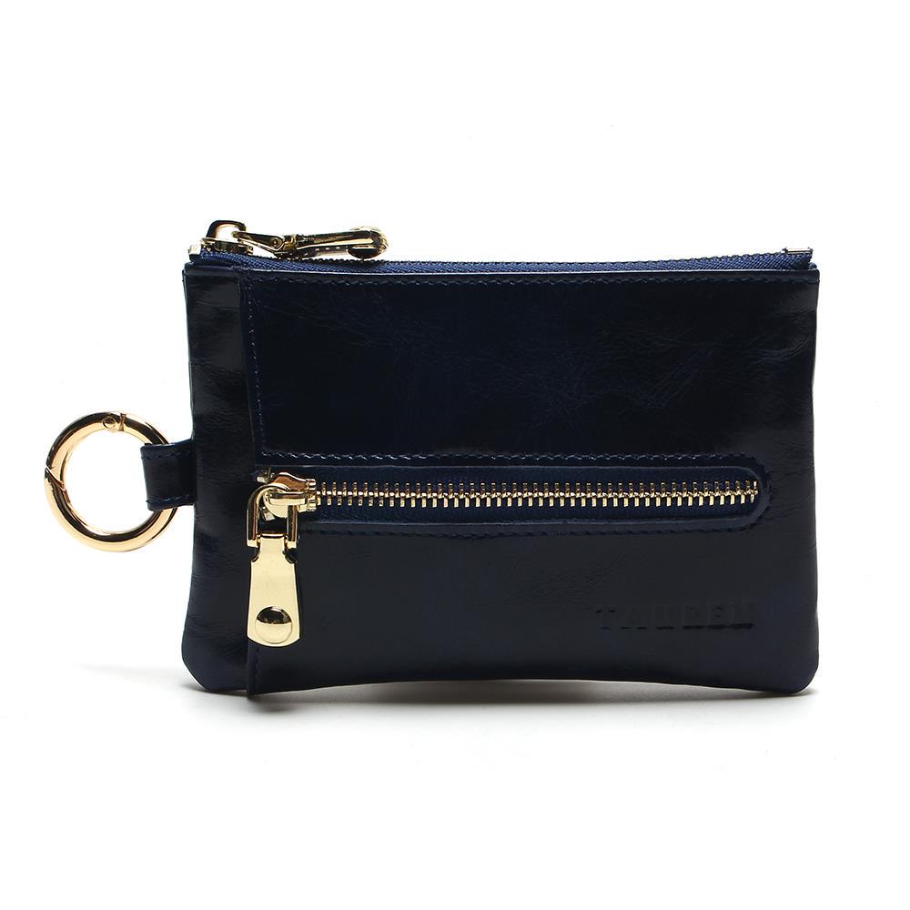 Buy TAUREN Women Genuine Leather Oil Wax Zip Wallet Coin Key Holder ...
