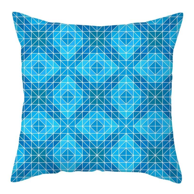 Geometric Pattern Pillow Cover Blue Striped Cushion Covers for Home ...