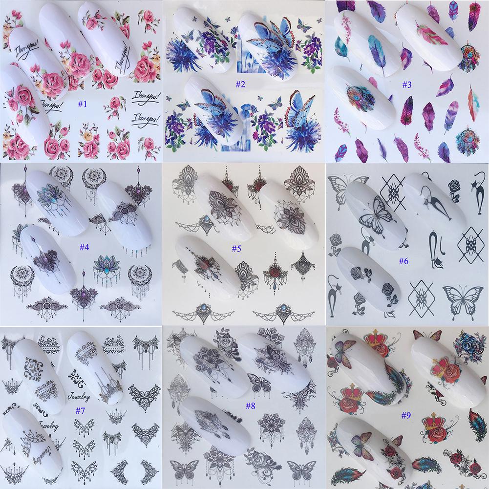 Buy Watermark Nail Stickers Nails Blooming Flower Art Stickers Water ...