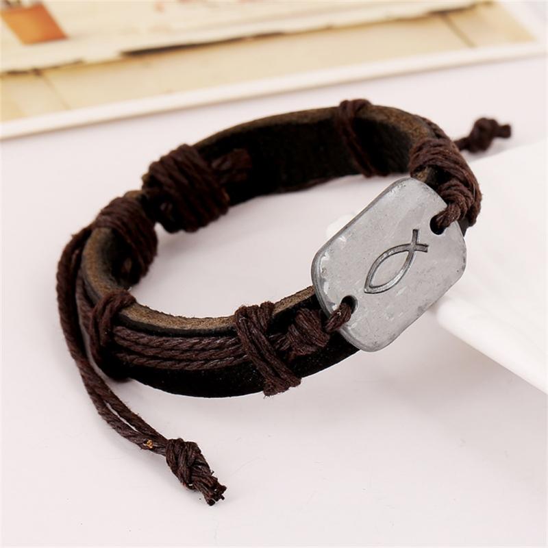 Satın alın Punk Style Woven Engraved Fish Pattern Bracelet Jewelry | Joom