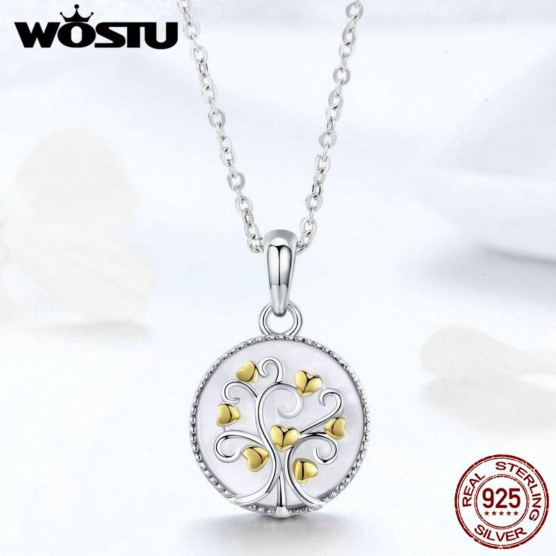 WOSTU New Arrival 925 Sterling Silver & Gold Color Tree Of Life Pendant ...