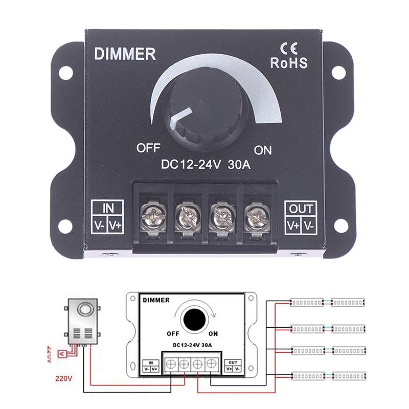 Buy Dc12-24V Led Dimmer Switch 30A 360W Regulator Adjustable Controller ...