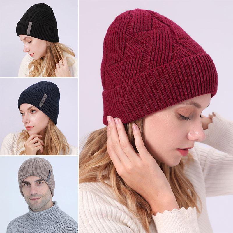 Unisex Winter Warm Ski Cap Bonnet Hats Beanies Hat With Velvet Casual ...