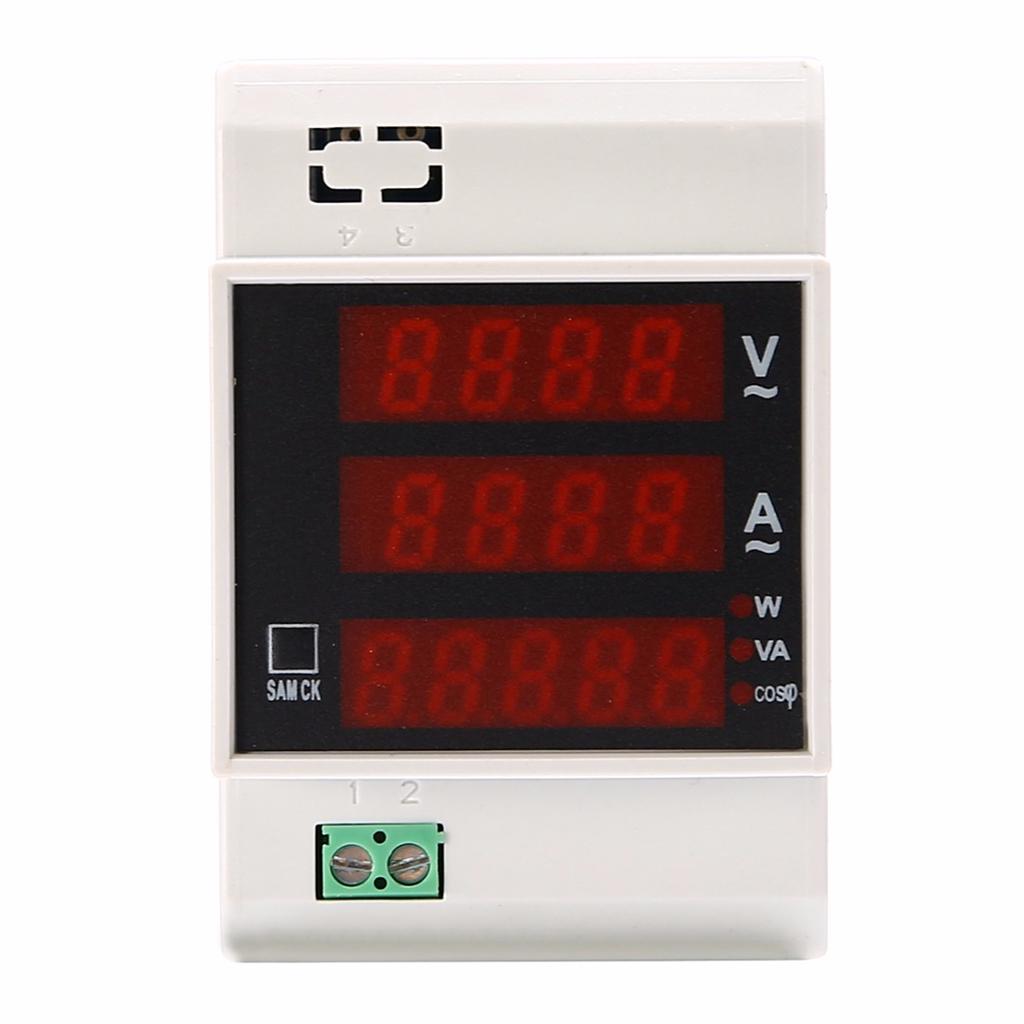 Buy Dagu Lab Din Rail LED AC Voltmeter Ammeter Volt Amp Meter Gauge 80 ...