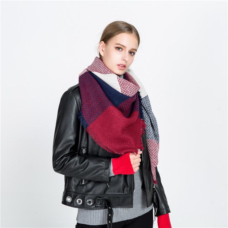 Buy Imitation Cashmere Color-blocking Scarf Retro Thick Warm Square ...