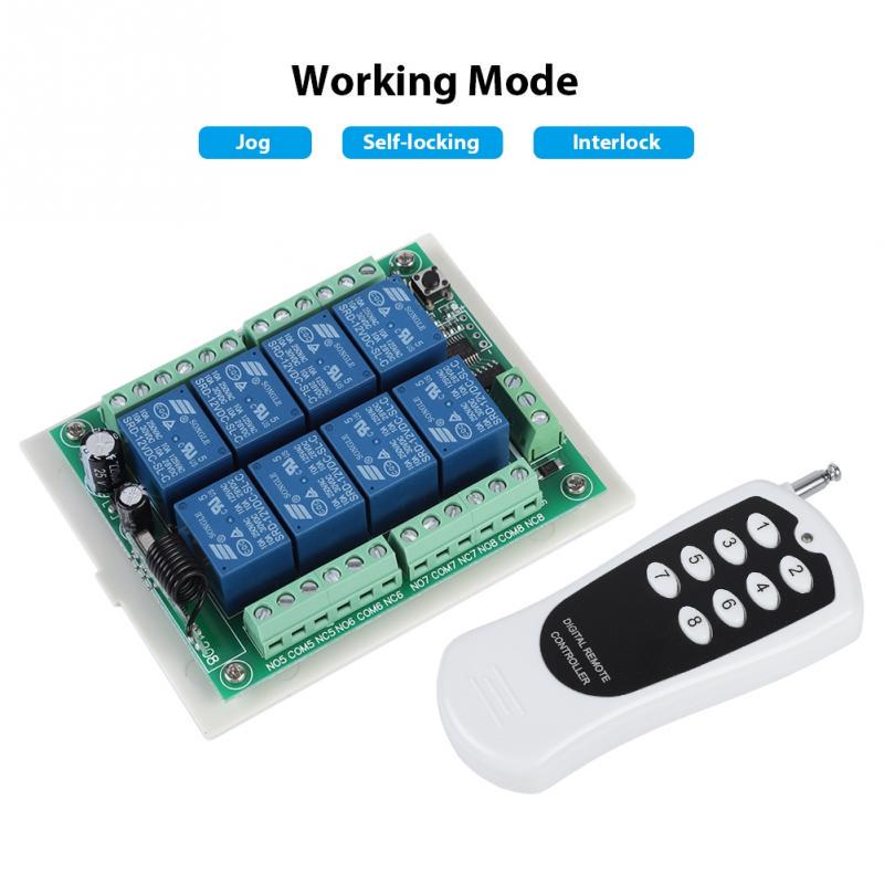 Multi-function 8-way Learning Remote Control Switch Wireless Relay ...