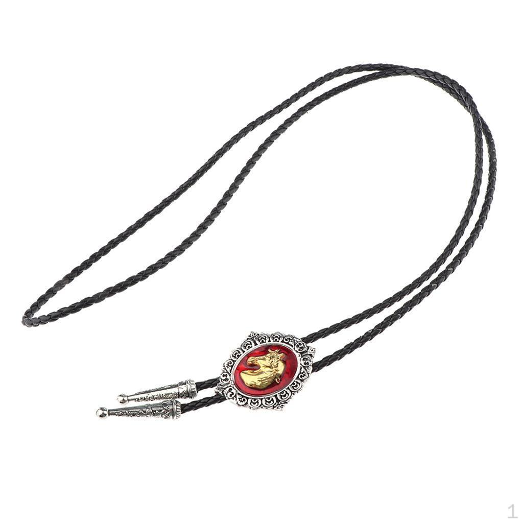 Buy Vintage Western Leather Bolo Tie Men's Necktie Cowboy Necklace ...