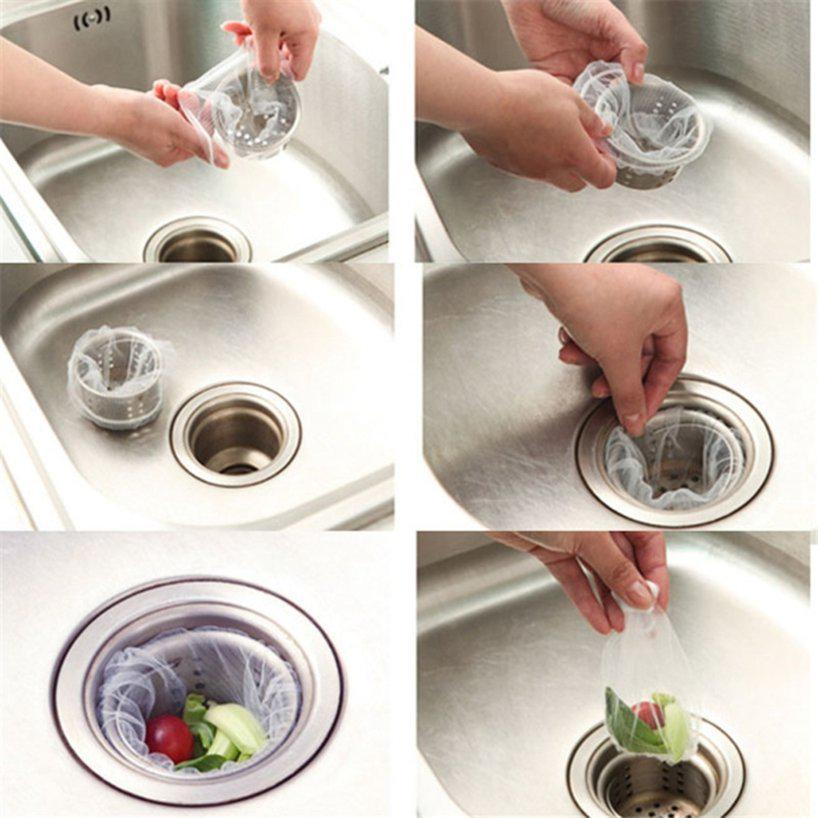 Buy White Kitchen Sink Floor Drain Garbage Filter Bag Garbage Bag Sink ...
