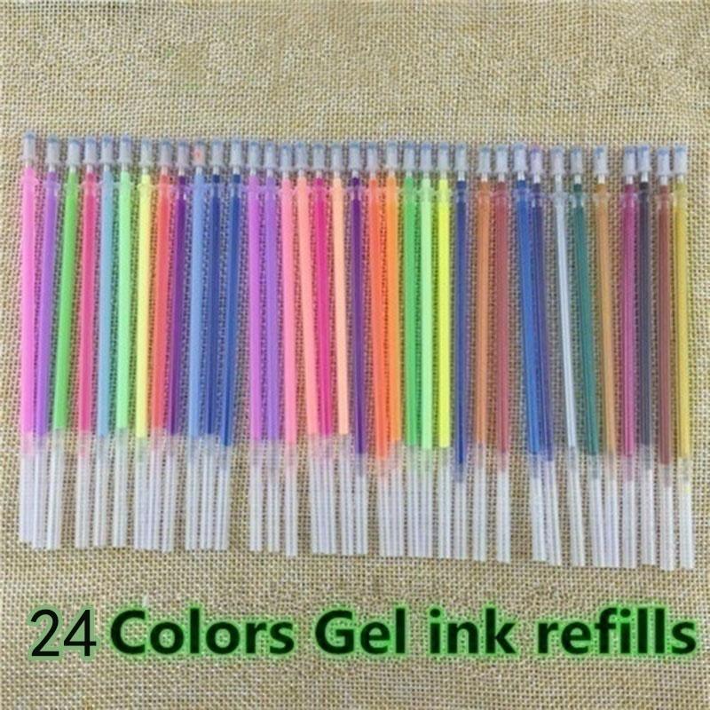 Buy 48/36/24/12PCS Colorful Shining Refills Neon Glitter Pastel Art Pen ...