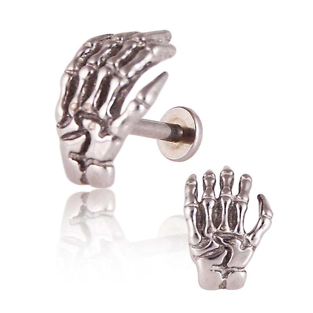 Buy Unique Punk Skull Devil Hand Lip Piercing Jewelry Skeleton Labret ...