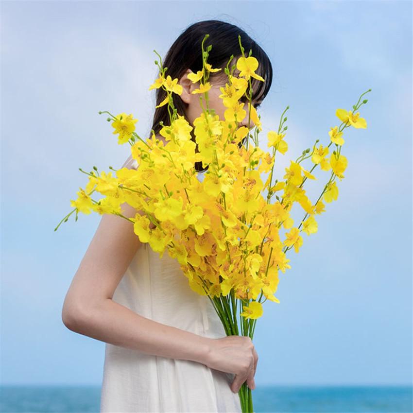 Buy Artificial Mini Oncidium Fake Flowers Dancing Orchid for Home Decor ...