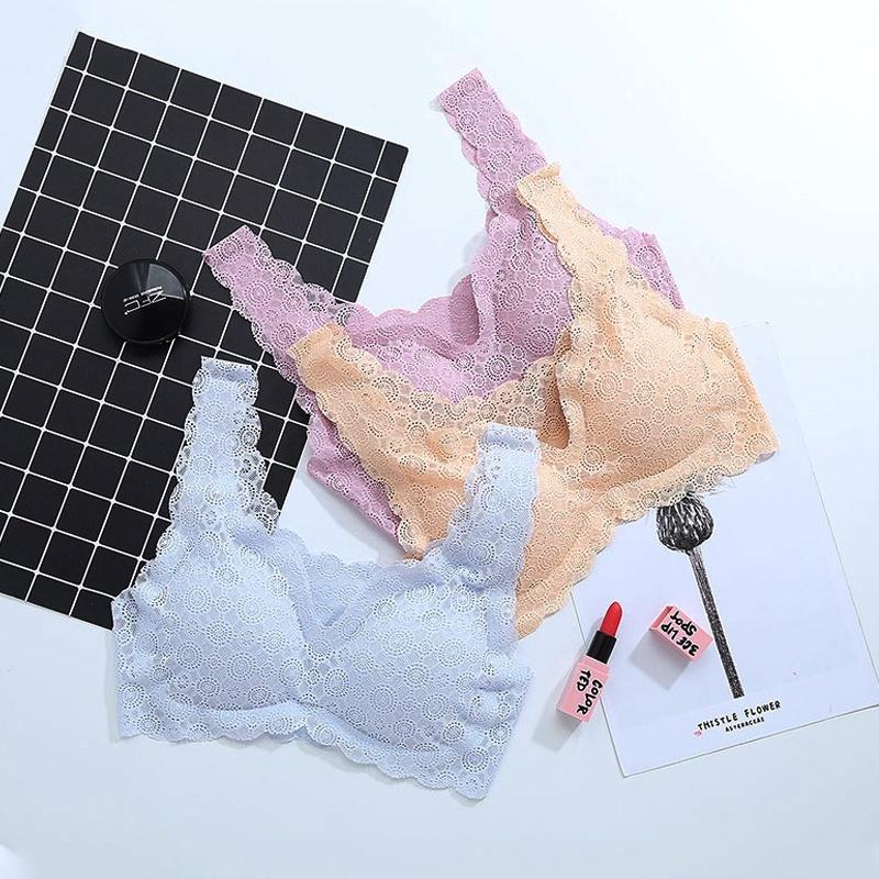 Buy Women Lace Seamless Ice Silk Padded Bra Push Up Tank Top Lingerie ...