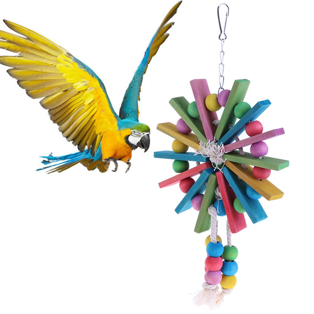 Satın alın Colorful Parrot Chewing Foraging Toys Wooden Hanging Parrot ...