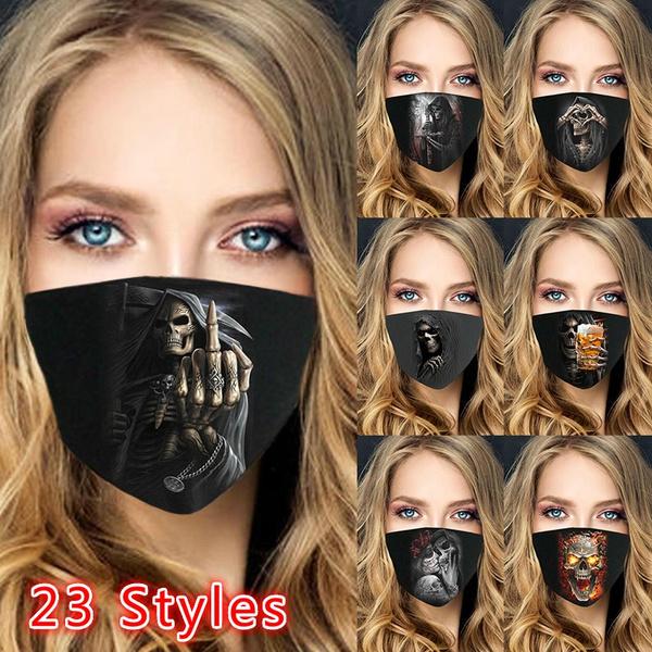 Buy Unisex Skull Printed Mask Dustproof Windproof Cotton Half Face ...