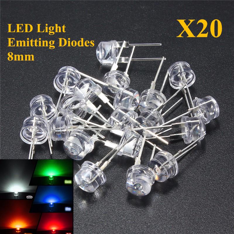 Buy 20pcs 8mm Straw Hat LED Lights Bulb Emitting Diodes Lamp For ...