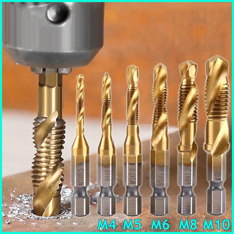 Buy M10/8/6/5/4 Hexagonal Shank Spiral Tap Set, Spiral Tap Drill ...