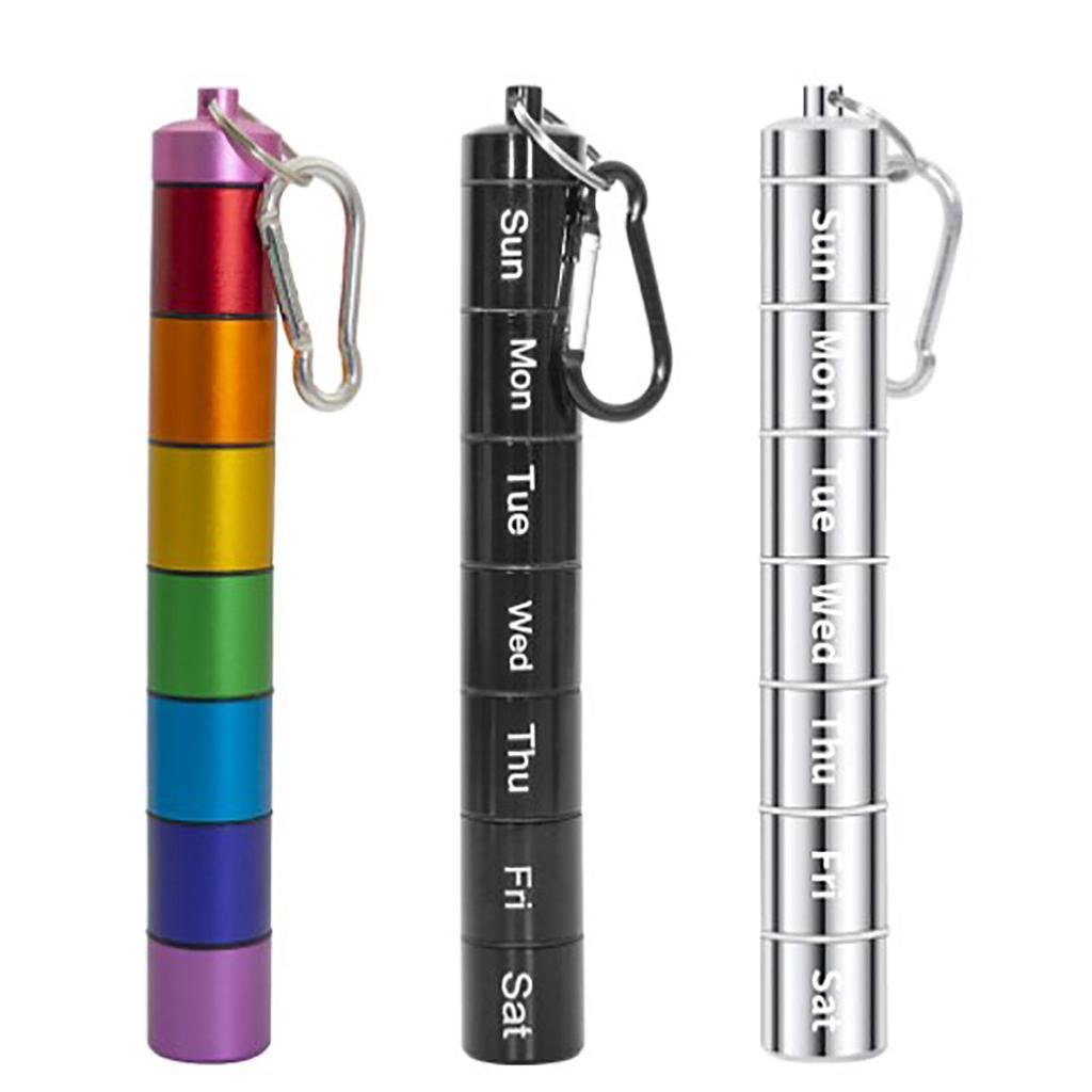 Buy Weekly Pill Organizer,Pill Bottle Aluminum Small Metal Pill Box ...