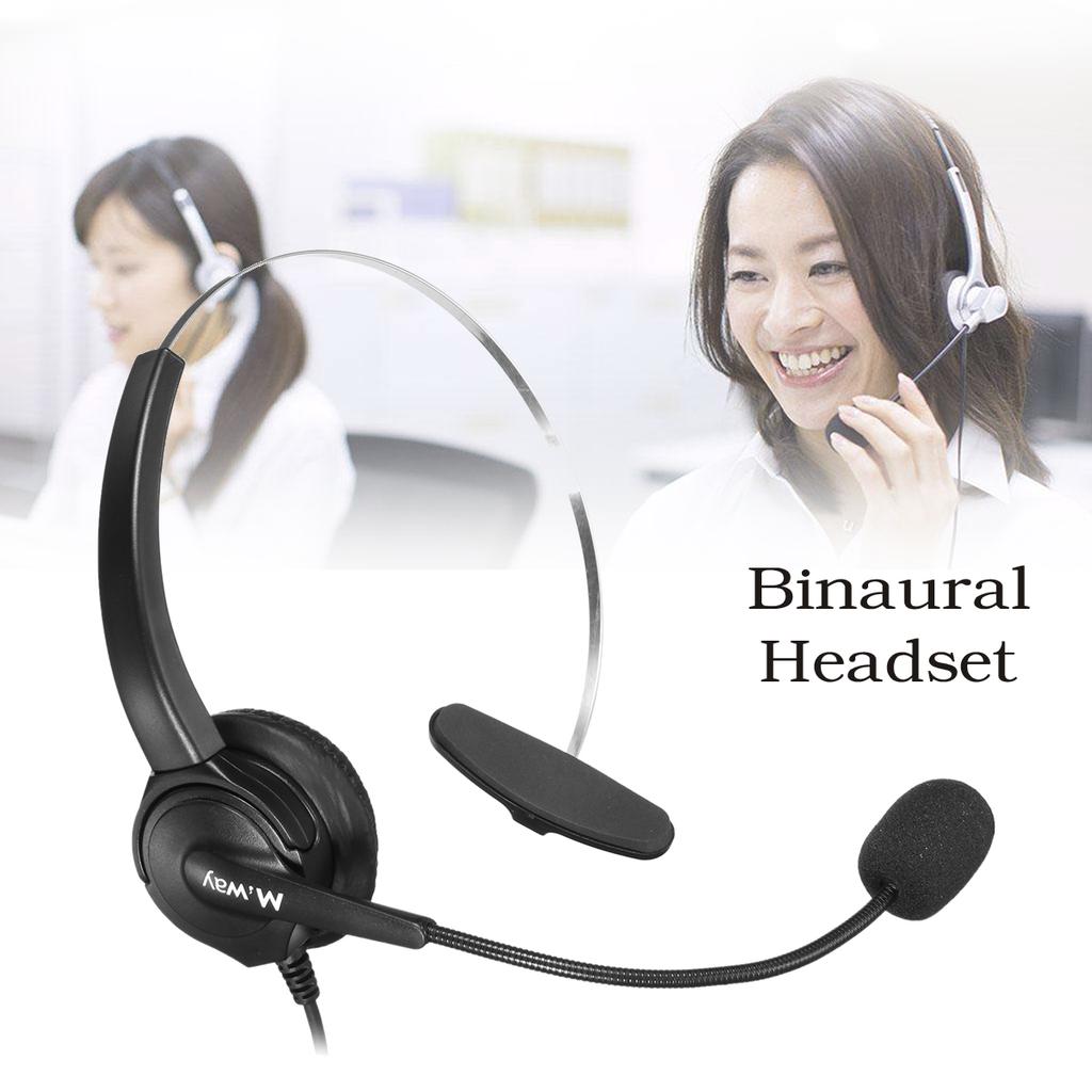 Call Center Headset Hands-Free Noise Cancelling Telephone Monaural ...