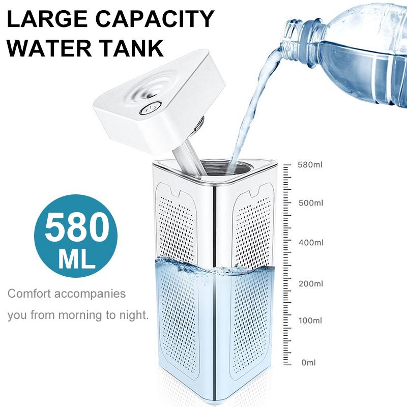 580ML Mini Ultrasonic Air Humidifier 7 Colors LED Night Light Essential ...