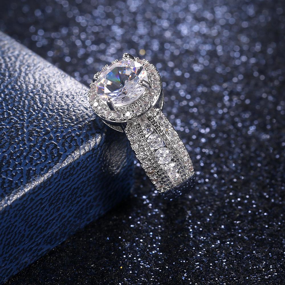 Sparkly Huge Cubic Zirconia Inlaid Princess Ring for Women Wedding ...