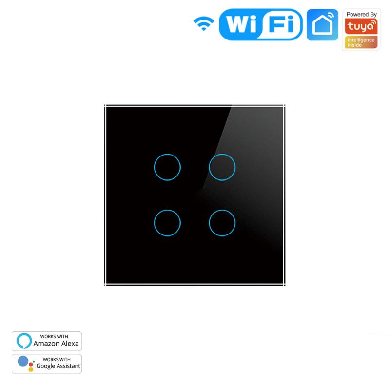 Buy 1/2/3/4 Gang Smart Light Switch WIFI Wall Touch Panel Socket Alexa ...