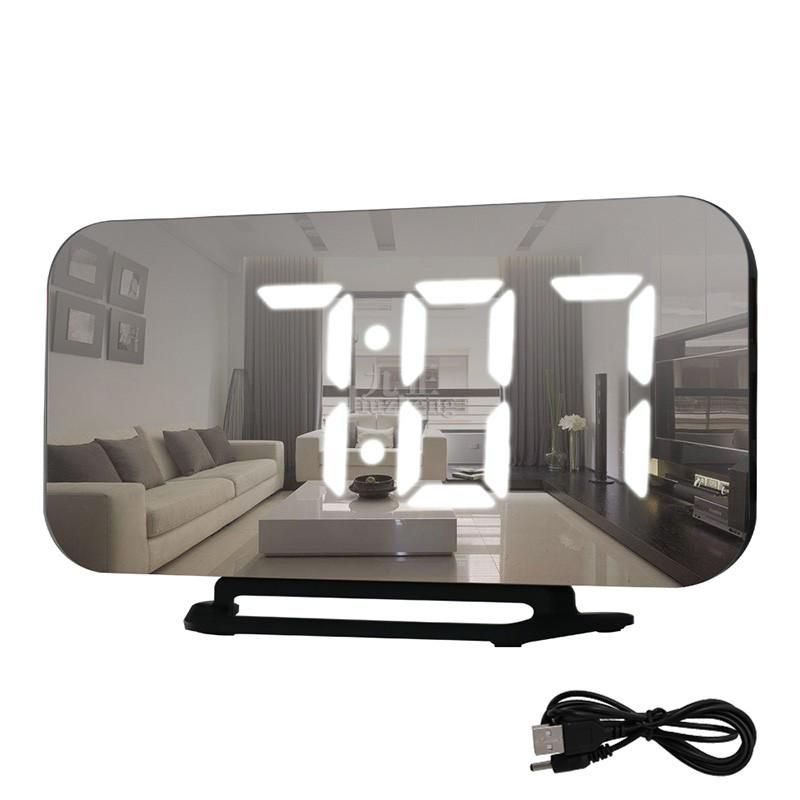 Digital Mirror Clock LED Alarm Clock Multifunction Display Time Night ...