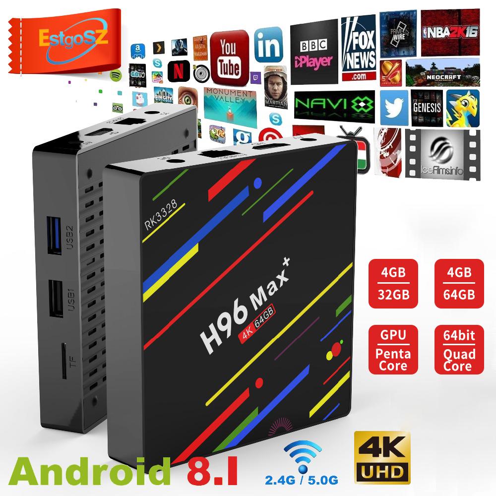 2.4G Wifi TV Box H96 Max+android 8.1 Set-top Box Quad Core 4G RAM 32G ...