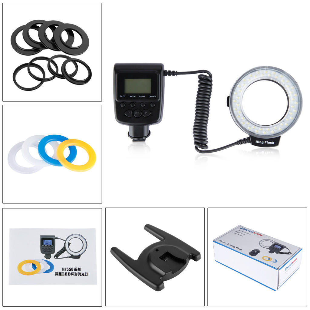 Excelvan CN48 Marco LED Ring Flash Light für DSLR-Kamera mit vier ...