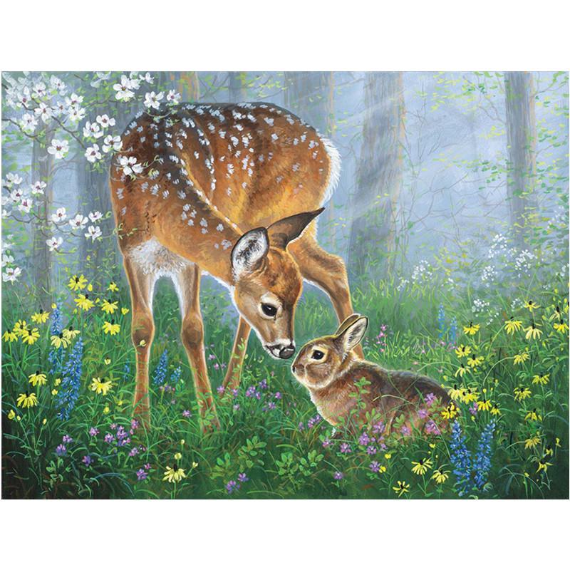 5D DIY full diamond, deer and rabbit diamond painting uygun fiyatlı ...