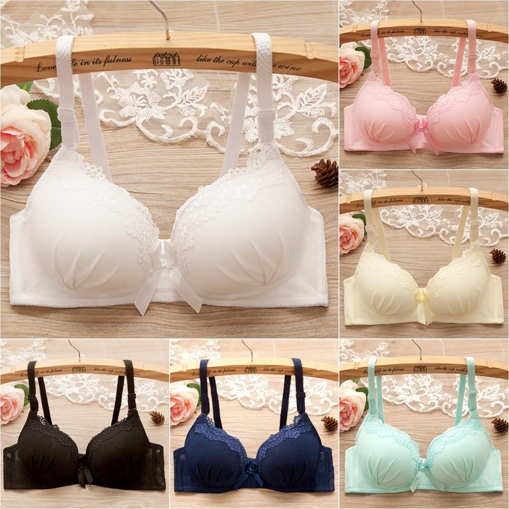 Buy Bras for Women Brassiere Push Up Bra Padded Bow Breathable Soft ...