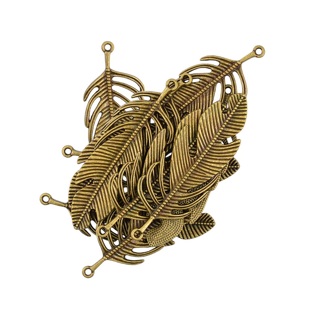 Buy 10 Pieces Antique Filigree Indians Feather Necklace Pendant 70 mm ...