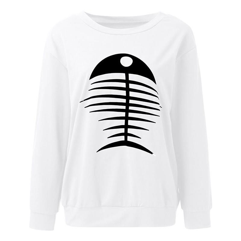 Women Fashion Spring Autumn Long Sleeve Off Shoulder Fishbone Print ...