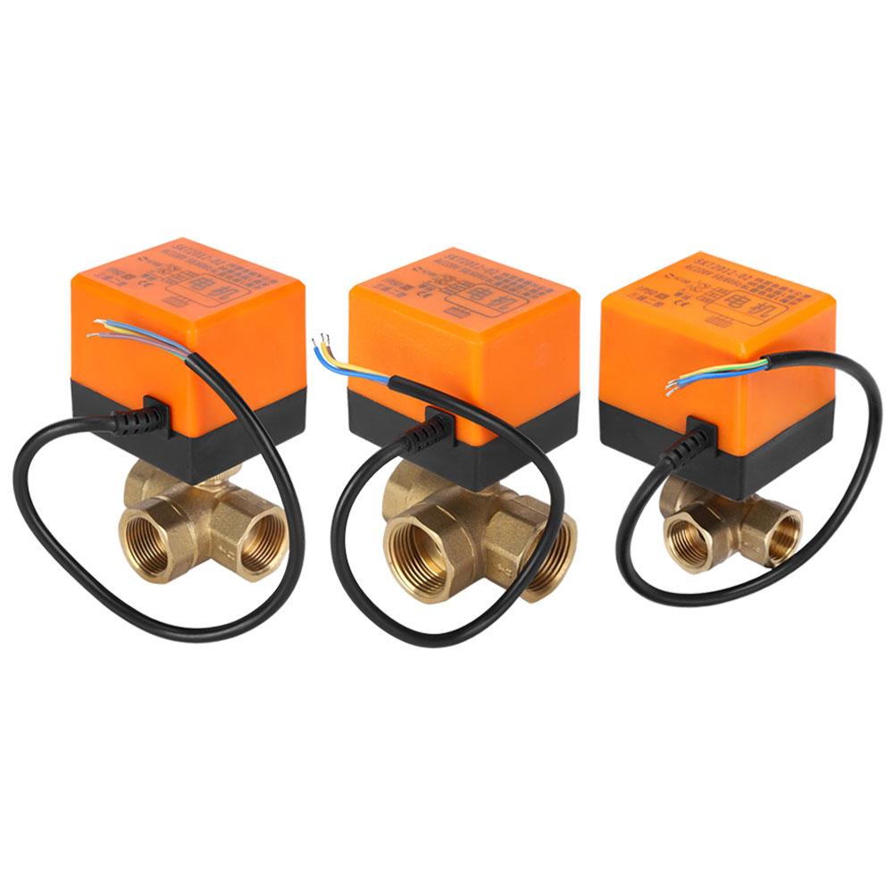 Buy Motorized Ball Valve L Shape Orange Brass Electric Valves 3‑Wire 2 ...
