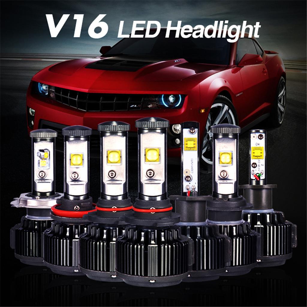 Buy 2x 60W V16 6000LM LED Car Headlights Bulbs H1 H3 H4 H7 H11/H8/H9 ...