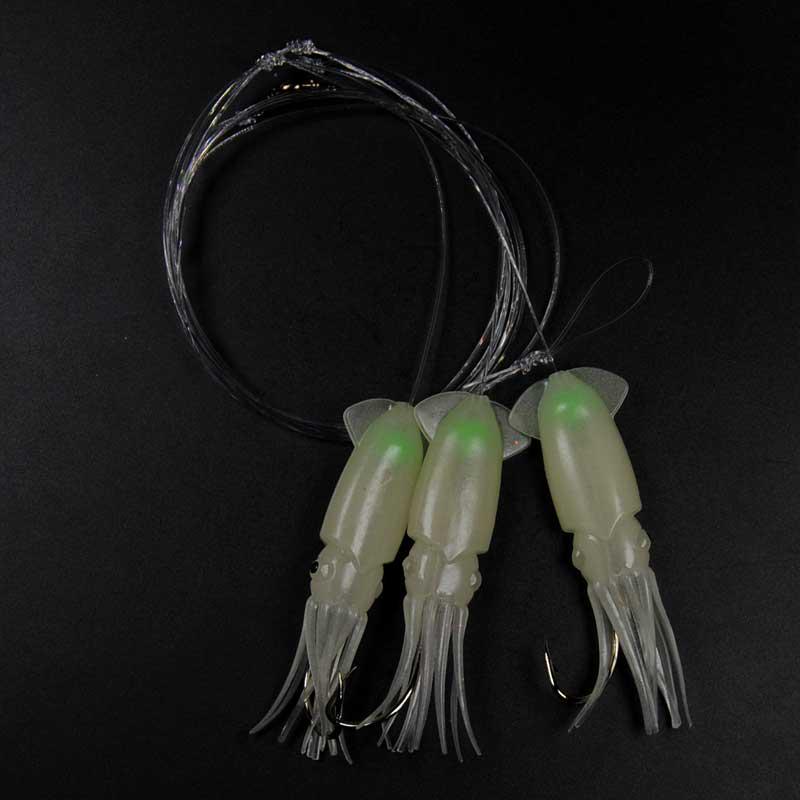 Buy [5 PACKS] 3 X 3/0 Hook Soft Squid Rig Octopus Rigs Glow in Dark ...