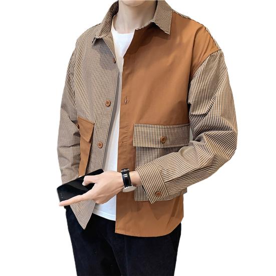 Buy Outer Shirt Trendy Buttons Stand Collar Cool Slim Leisure Men Tops ...