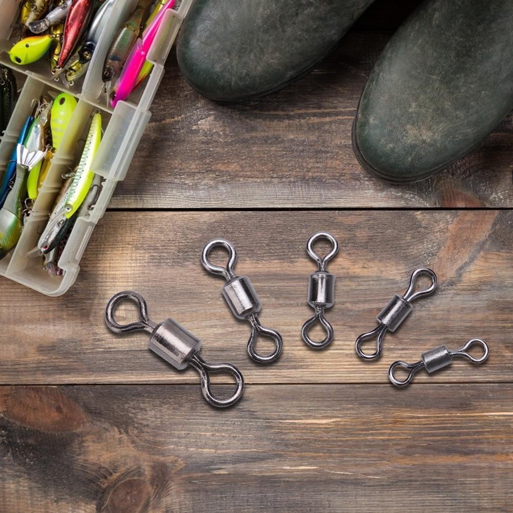 Buy 50pcs Fishing Swivel Ball Bearing Solid Rings Hook Connector ...