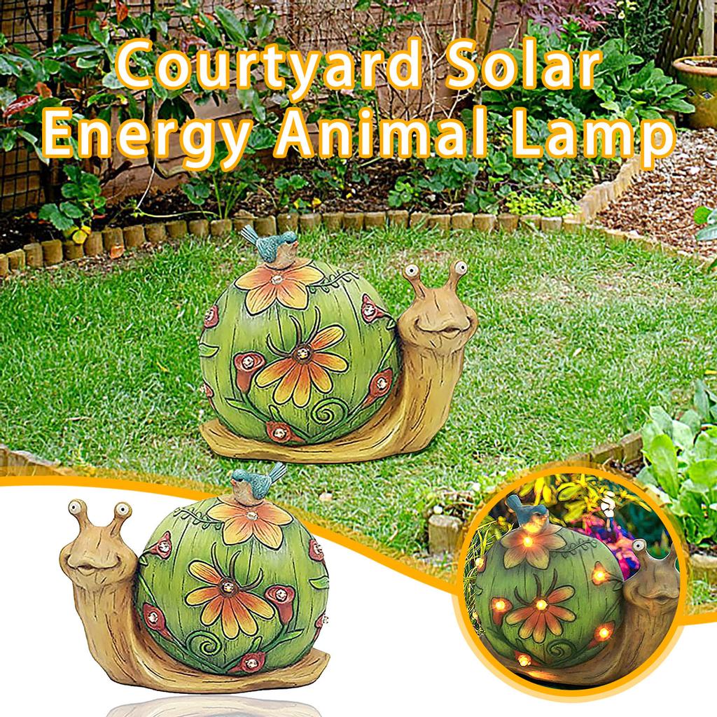 1PC Garden Snail Statue Solar Resin Animal Sculpture Outdoor Lawn ...