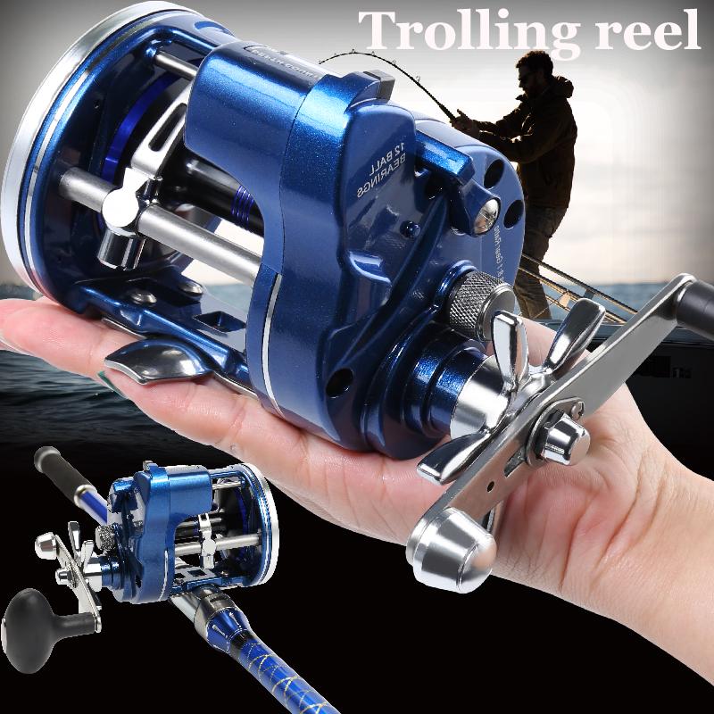 Buy 12 BB Metal Spinning Fishing Reels Fishing Trolling Reel with Line ...