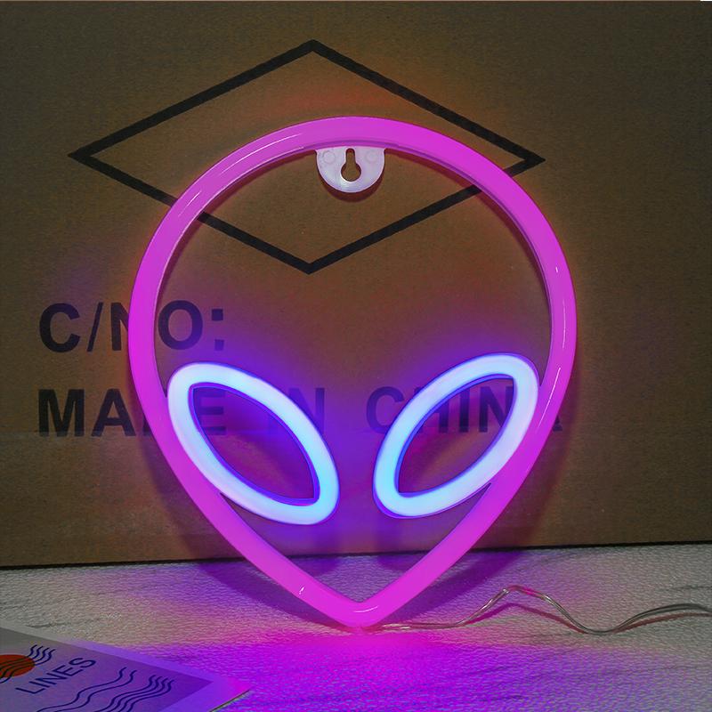 Buy Neon Sign Alien Face Shaped Wall Hanging Lights for Home Children's ...