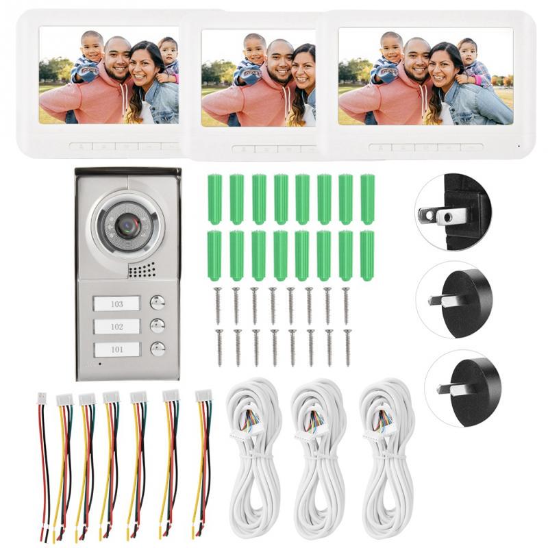 7inch Color TFT-LCD Screen 4-Wire Video Intercom Doorbell Door Phone 3 ...