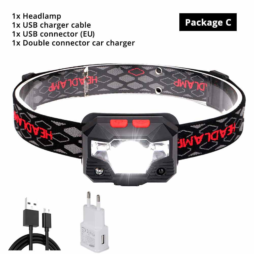 Buy Super Bright LED Headlamp Built-in Inductive Sensor Rechargeable ...