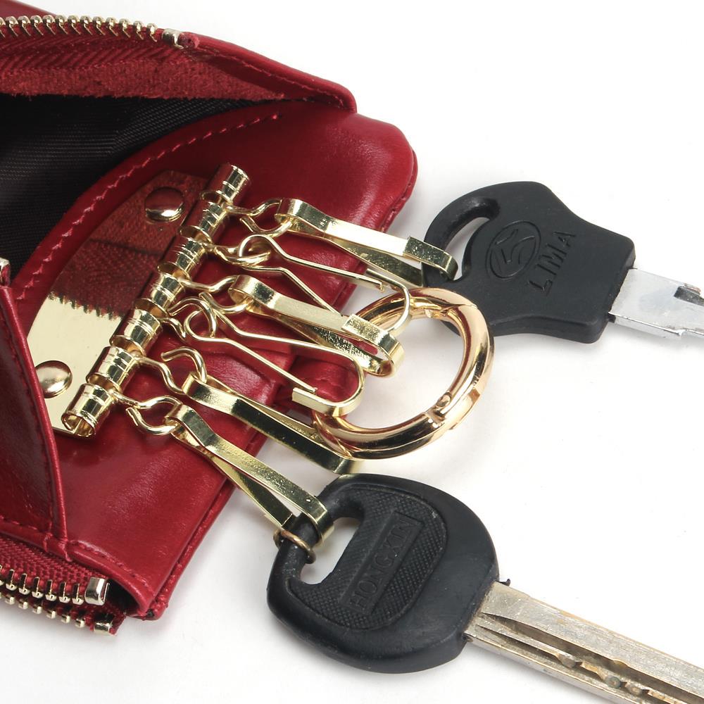 Buy TAUREN Women Genuine Leather Oil Wax Zip Wallet Coin Key Holder ...