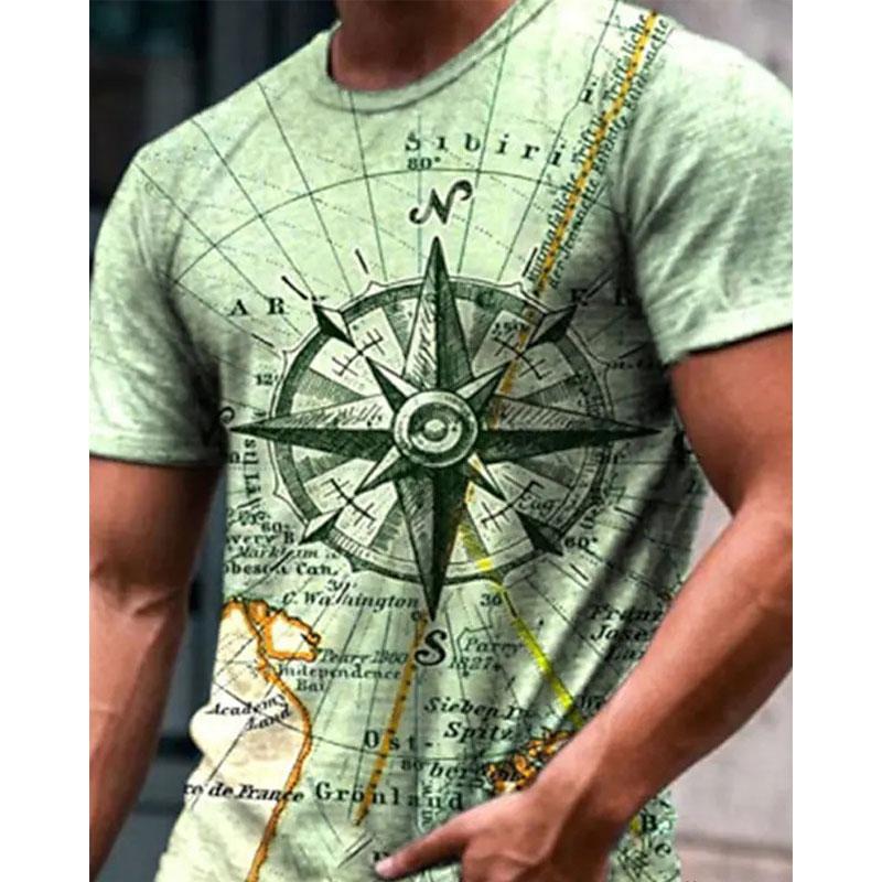 Men's Tee T Shirt 3D Print Graphic Prints Compass Print Short Sleeve ...