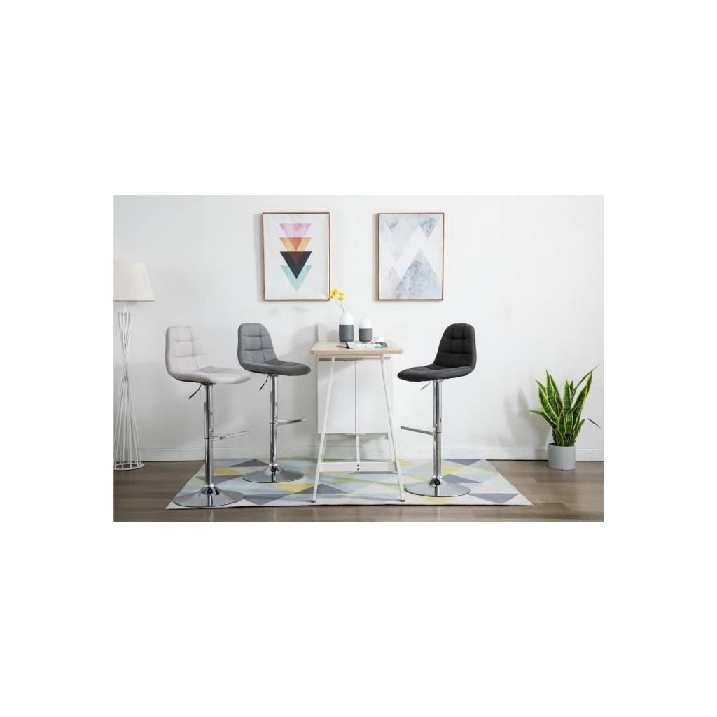 Buy OSKAR Set of 2 Adjustable Bar Stools - Gray Fabric - L 42 X D 49 X ...