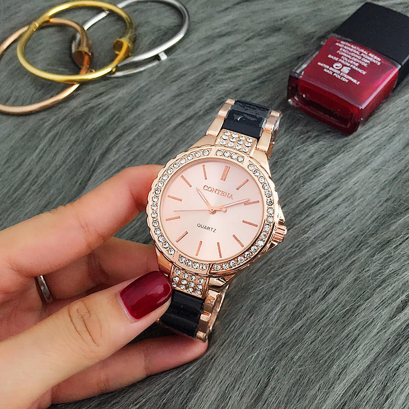 Ladies Contena Quartz Women Rhinestone Alloy Casual Dress Women's Watch ...