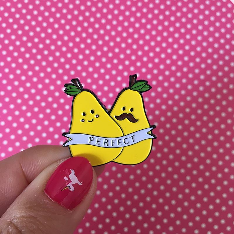 Buy Perfect Pear Enamel Pin Cute Fruit Pear Pin Couple Love Lapel Pin ...