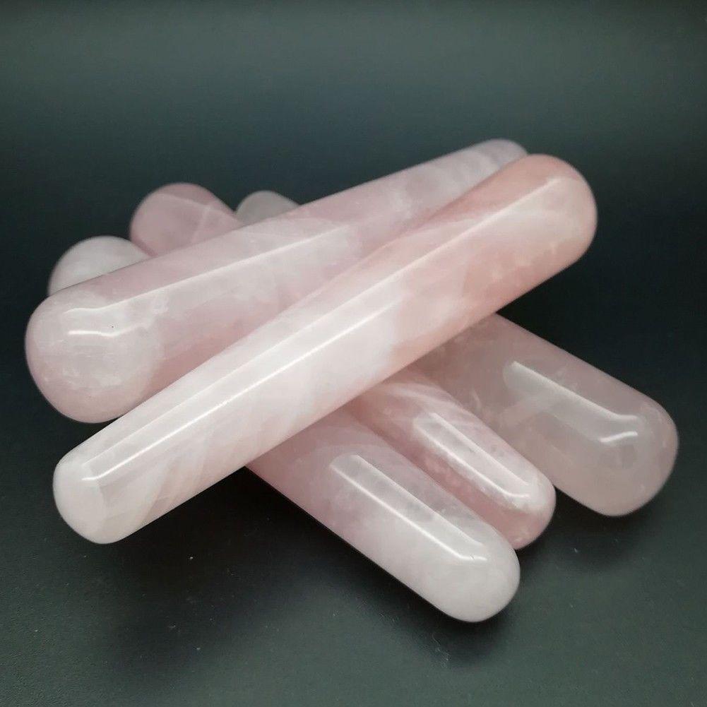 Buy Natural Rose Quartz Crystal Healing Massage Wands Stone Massage ...