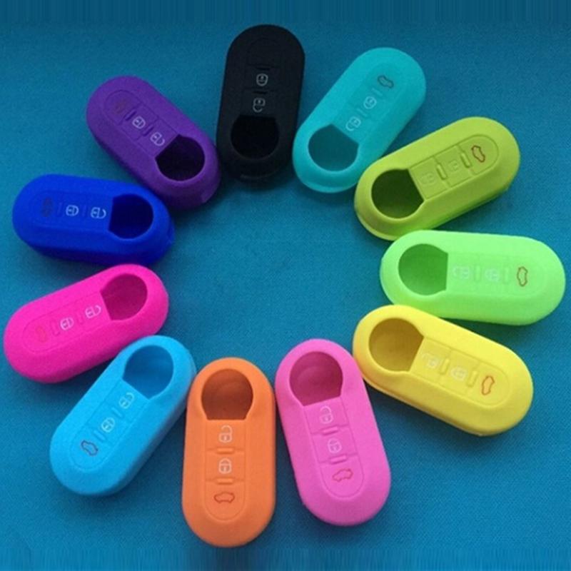 Buy Silicone Car Key Cover Case For 500 3 Buttons Flip Remote Key Case ...